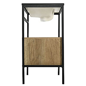 QuixotYDDZ 30" Freestanding Bathroom Vanity with Single Resin Sink, Bathroom Storage Cabinet and Sink Combo, Bathroom Cabinet with Door and Open Shelf for Apartment Dorm, Metal Frame, Black
