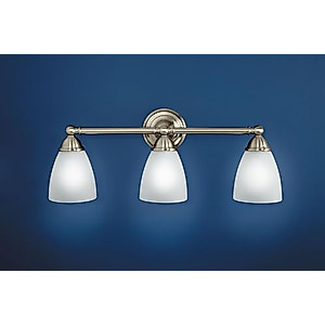 Moen YB2263BN Brantford 3-Light Dual-Mount Bath Bathroom Vanity Fixture with Frosted Glass, Brushed Nickel