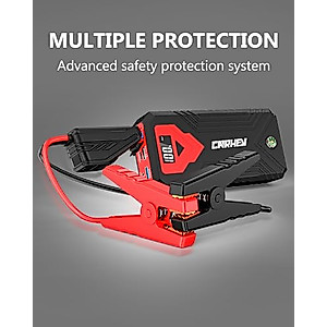 CARHEV 3000A Jump Starter, 24000mAh Car Battery Jump Starter (up to 8.0L Gas and 8.0L Diesel Engine) Battery Jumper Starter Portable, 12V Car Jumper Starter Portable with LED Light and USB QC 3.0