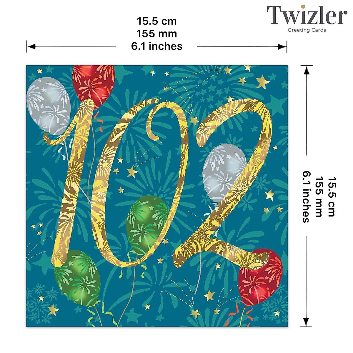 Twizler 102nd Birthday Card - 102nd Year Old Card - Age 102 Birthday Card - Unisex 102nd Birthday Card for Him Her Female Male - Happy Birthday Card Age for Mom Dad Grandad Nan Brother Sister Friend