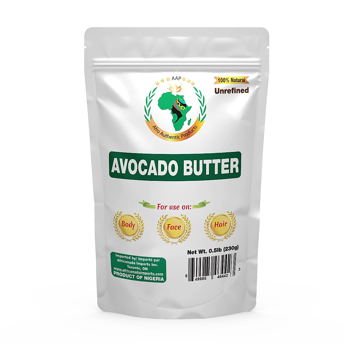 Authentic Raw Avocado Butter | Butter | For DIY Face, Body, Hands | Unrefined | 100% Pure| Organic from Africa | Resealable Bag | 230g