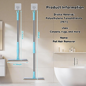 The Bouncing Bow Pet Hair Remover - Handle Carpet Rake & Magic Squeegee Broom, Easy Dog & Cat Fur Sweeper for Carpets, Rugs, and Household Cleaning