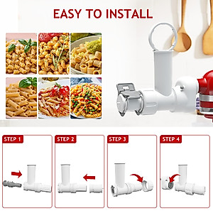 Pasta Maker Attachment for Kitchenaid Stand Mixer with 6 Different Shapes of Pasta Outlet, Durable Kitchenaid Accessories and Attachments, Dishwasher Safe