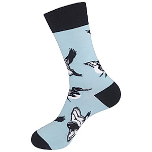 FUNATIC Loon Dress Socks for Men and Women | Animal Lover Gift Idea with Wildlife Picture | Best National Park Day Accessory Attire | Zoo Apparel Party Present Supplies | Fun Nature Saying Accessories