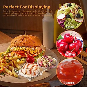 GothaBach 100 Sets 2.4'' Mini Dessert Plates with Tasting Spoons, Clear Disposable Mini Plastic Tray, Mini Square Plastic Dish for Sauce, Dessert, Fruit or Appetizer