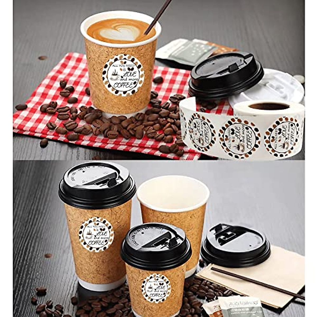 wootile Thanks A Latte Thank You Stickers 1.5 Inch Customer Appreciation Labels 500 Pcs Coffee Holiday Themed Thank You Sticker Labels for Party Favors,Packaging,Small Business,Cafe Seals &Goodie Bags
