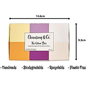 Cleansing & Co Natural Shampoo Bar and Conditioner Bar 6 Piece Sampler - Eco-Friendly, Zero Waste, 100% Compostable, Hand Made Bar Shampoo and Conditioner Bar Set for Hair (3xShampoo & 3x Conditioner)