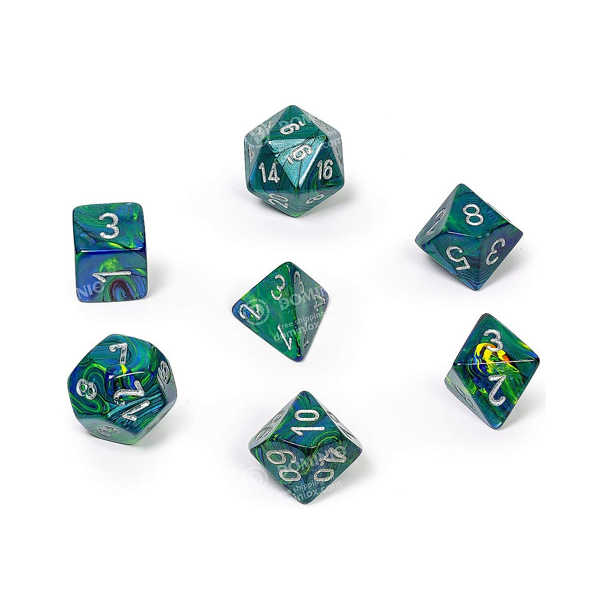 Chessex CHX27445 Dice-Festive Green/Silver Set