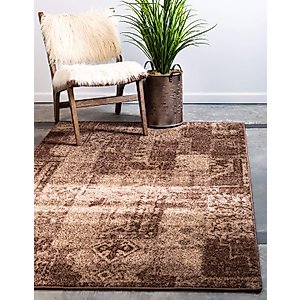 Unique Loom Autumn Collection Modern Contemporary Casual Abstract Area Rug (Brown/ Beige Solid, 9 x 12 ft Rectangular)