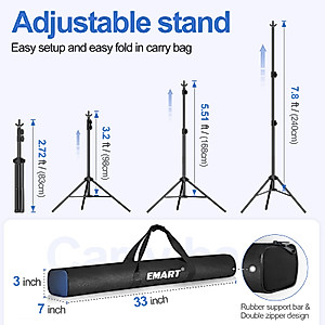 EMART Backdrop Stand 10x7.8ft(WxH) Photo Studio Adjustable Background Stand Support Kit with 2 Crossbars, 6 Backdrop Clamps,2 Sandbags and Carrying Bag for Parties Events Decoration