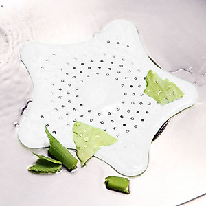 Starfish Kitchen Floor Drain, Durable Silicone Hair Stopper With Suction Cup, Shower Drain Covers Suit For Bathroom Bathtub And Kitchen, Easy To Install And Clean Sink Strainer, White