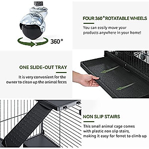 YINTATECH 52-inch Metal Ferret Cage Small Animal Cage with Rolling Stand Indoor Outdoor for Squirrel/Bunny/Cat/Rabbit