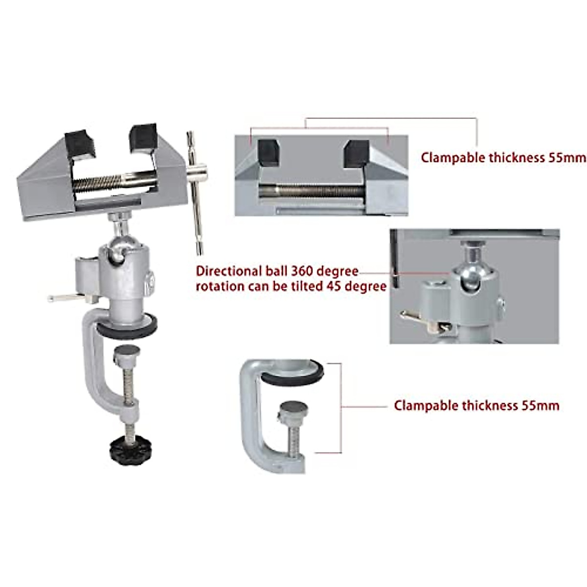 Bench vise table, Jewelry vise, Bench clamps, Swivel bench vise, Table swivel vise, 3 inch Swivel Universal Table Vise Tilts Rotate 360° Universal Work