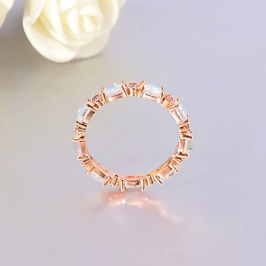 CiNily Gold Rings 14K Gold Plated Created Opal Rings for Women Engagement | Wedding | Eternity Bands Cubic Zirconia Promise Rings for Her Diamond Accents Ring Size 6-10.5