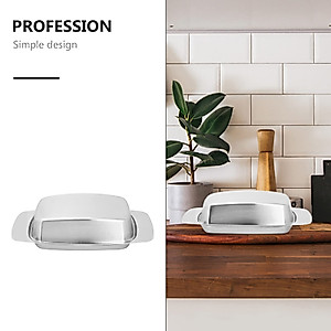 PACKOVE Stainless Steel Butter Box Butter Dish With Lid Stainless Steel Butter Tray Covered Butter Dish Metal Butter Dish Butter Holder Container Butter Keeper For Kitchen