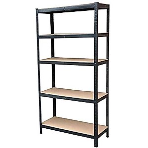 Autofather 5-Tier Heavy Duty Metal Shelving, 70" x 35" x 16" Racking Storage Unit, Black (386LB Capacity Per Shelf), 1929LB Total Capacity Garage Shed Storage Shelving Units, 3 Year Warranty