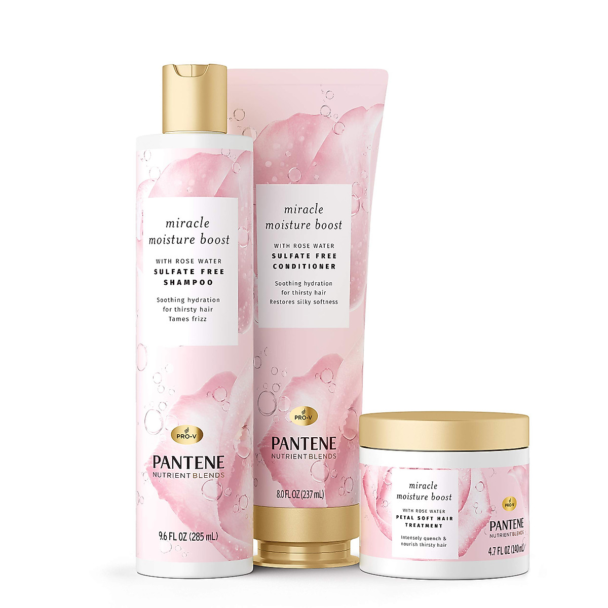 Pantene Nutrient Blends Miracle Moisture Boost Rose Water Petal Soft Hair Treatment, 4.7 fl oz