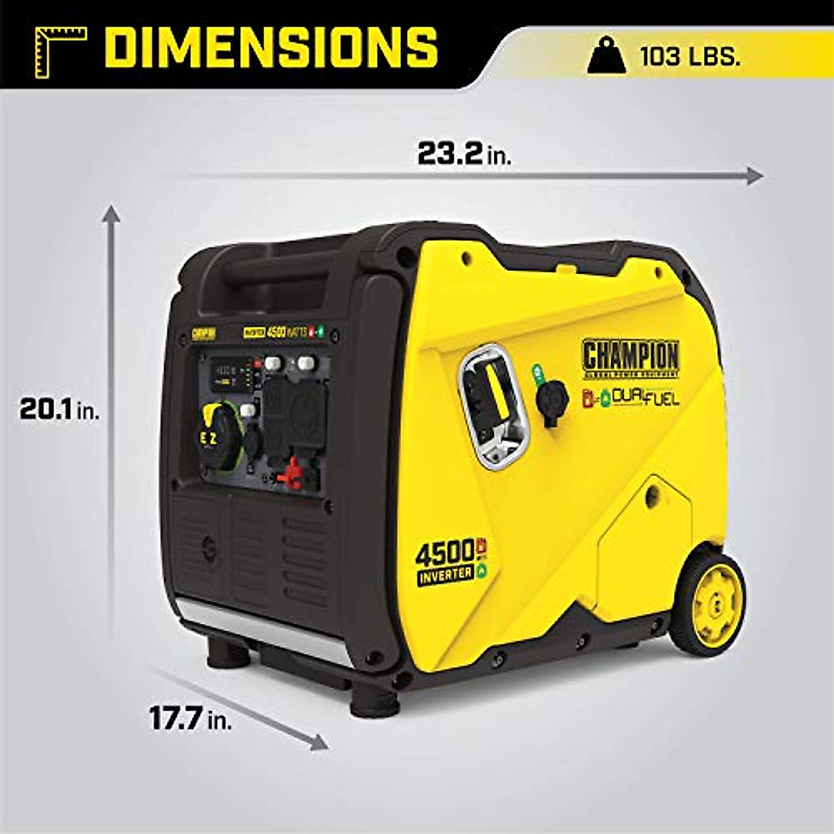 Champion Power Equipment 200988 4500-Watt Dual Fuel RV Ready Portable Inverter Generator, Electric Start