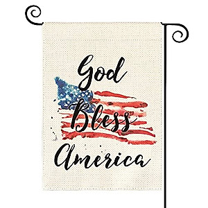 AVOIN colorlife God Bless America 4th of July Patriotic Garden Flag Double Sided Outside American Stars and Stripes, Memorial Day Independence Day Yard Outdoor Decoration 12 x 18 Inch