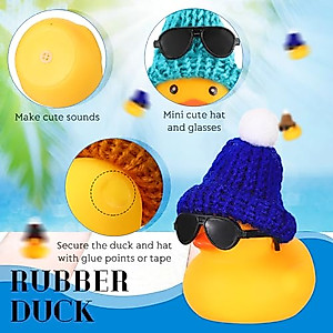 24 Pcs Mini Rubber Ducks in Bulk with 24 Sunglasses and 24 Hats, Yellow Small Mini Ducks Bathtub Toys Bath Toy for Cruise Baby Shower Kids Gift Holiday Birthday Party Favors