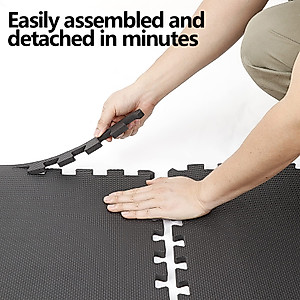 HomGarden Puzzle Exercise Mat 1/2’’ EVA Interlocking Foam Floor Mats for Exercise Equipment Home Gym Workout Mat(24 Tiles) Black