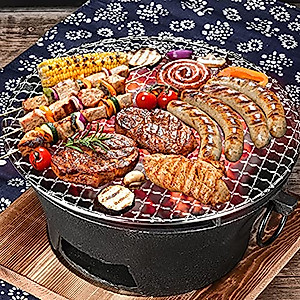 Small Charcoal Grill, Portable Charcoal Grill -Iron Japanese Grill for Camping, Outdoors,Cooking