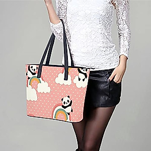 Womens Handbag Panda Patterns Leather Tote Bag Top Handle Satchel Bags For Lady