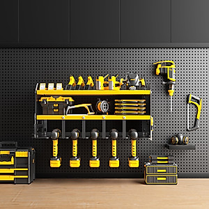 Qusimi Wall Mounted Power Tool Organizer,Garage Space-Saving Tool Organizers and Storage,Metal Utility Shelf Storage Rack for Cordless Drill