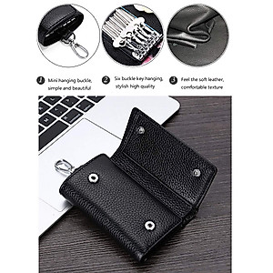 RuoFeng Keychain Key Holder Ring with 6 Hooks Snap Closure (Black)