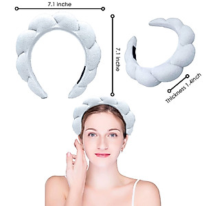 OSOLVE Spa Headband for Women, Sponge and Terry Towel Cloth Fabric Head Band for Face Washing, Makeup Removal, Shower, Skincare (1pcs-Blue)