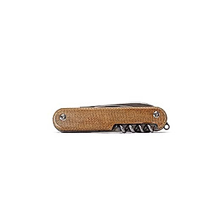MKM Maniago Knife Makers MALGA 6 Pocket Knife and Multi Tool, Blade, Bottle Opener, Screwdriver, Can Opener, Corkscrew, Awl, and Fork, Slip Joint Mechanism, Made in Italy (Natural Micarta)