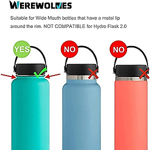 WEREWOLVES Paracord Handle - Fits Wide Mouth Bottles 12oz to 64oz - Durable Carrier, Paracord Carrier Strap Cord with Safety Ring,Compass and Carabiner - Ideal Water Bottle Handle Strap (Black/Blue)