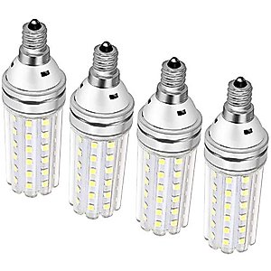 E12 Led Bulb 150 Watt Equivalent, 15W Led Candelabra Watt Light Bulbs 1500Lm Daylight White 6000k Led Chandelier Bulbs, Decorative Candle Base Non-Dimmable 4 Packs (Daylight White)