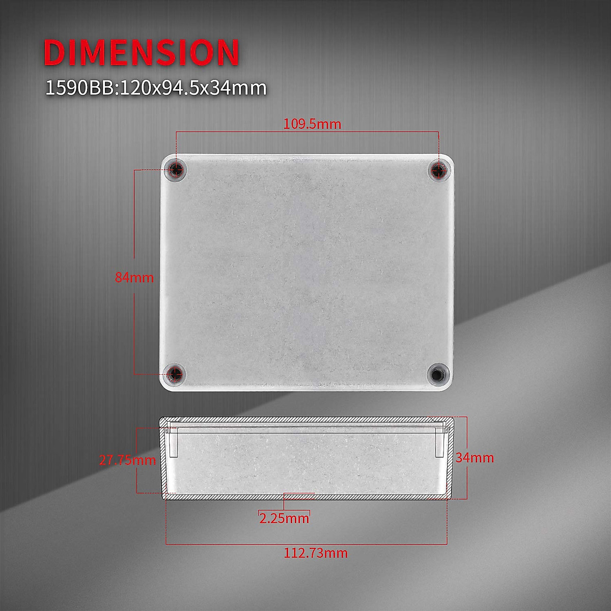 DaierTek 3pcs 1590BB Aluminum Metal Stomp Box Case Guitar Pedal Enclosure Effect Enclosure Stomp Box Unpainted 120x94.5x34MM
