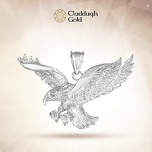 Claddagh Gold 925 Sterling Silver Flying Eagle Pendant