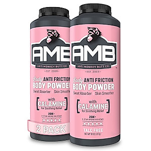 Anti Monkey Butt Body Powder for Women, Talc Free Anti Chafing and Sweat Absorbing Powder with Clamine, Hypoallergenic Formula, 8 oz (2 Pack)