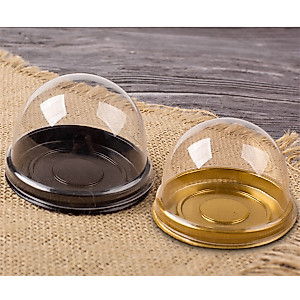 Single Clear Plastic Mooncake Box with Transparent Lids and Sealing Lables, 50 Sets (Round Gold)