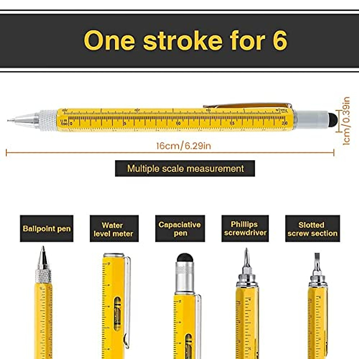 Ranen 6 in 1 Multitool Pen, Cool Gadgets for Men, Gifts for Dad, Stocking Stuffers for Men, Unique for Men