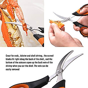 11-piece Seafood Tools Set includes 2 Crab Crackers, 4 Lobster Shellers, 4 Crab Leg Forks/Picks and 1 Seafood Scissors - Nut Cracker Set