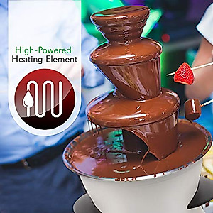 Nutrichef 3 Tier Fondue Fountain-Electric Stainless Choco Dipping Warmer Machine, Keep Warm-for Melted Chocolate, Candy, Butter, Cheese, Caramel, White, One Size