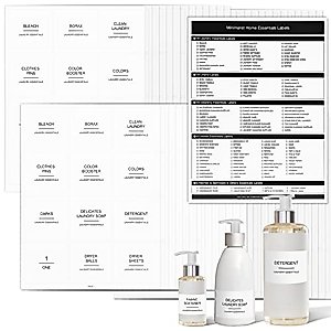 264 Minimalist Home Laundry Labels, HOLENGS Bathroom Containers Organizing Labels, Waterproof Preprinted Organization Stickers for Shampoo Hand Soap Storage Bins Jars
