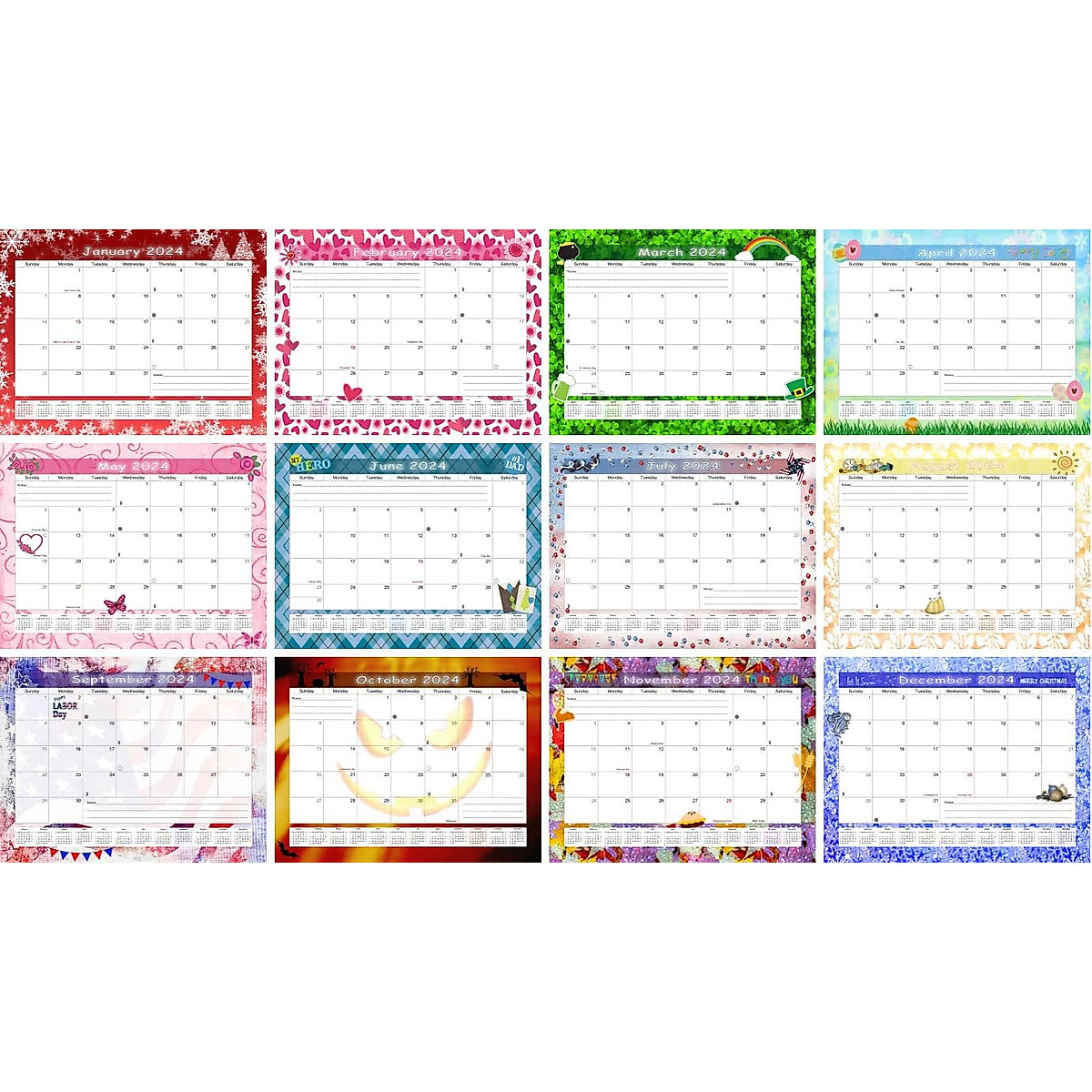 2023-2024 Calendar 16 Months Student Calendar/Planner for 3-Ring Binder, Desk, or Wall -v029