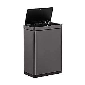Rubbermaid Elite Stainless Steel Sensor Trash Can for Home and Kitchen, Batteries Included, 12.4 Gallon, Charcoal