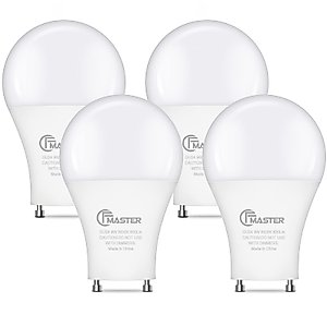 CFMASTER GU24 LED Light Bulb, 5000K Daylight, 9W(100W Equivalent), 800 Lumens, A19 Shape GU24 LED Bulbs, Twist and Lock GU24 Pin Base with Two Prongs, Non-Dimmable, UL ETL Certificated(4-Pack)