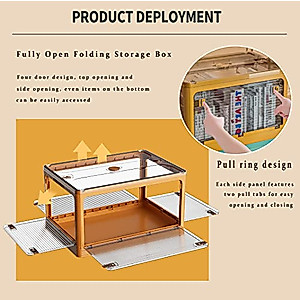 Collapsible Plastic Storage Bins with Lids, Stackable Foldable Lidded Storage Box with Wheels Heavy Duty (small, Green)