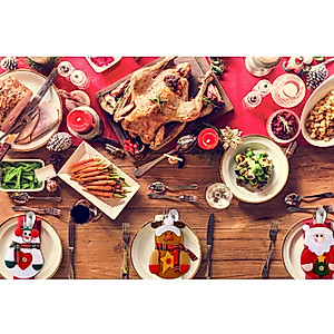 12 Pack Christmas Tableware Holders Suit, Messar Silverware Holders Pockets Pouches Set Flatware Holders Knife and Fork Cutlery Bags Kitchen Storage Tool for Christmas Party Table Decoration