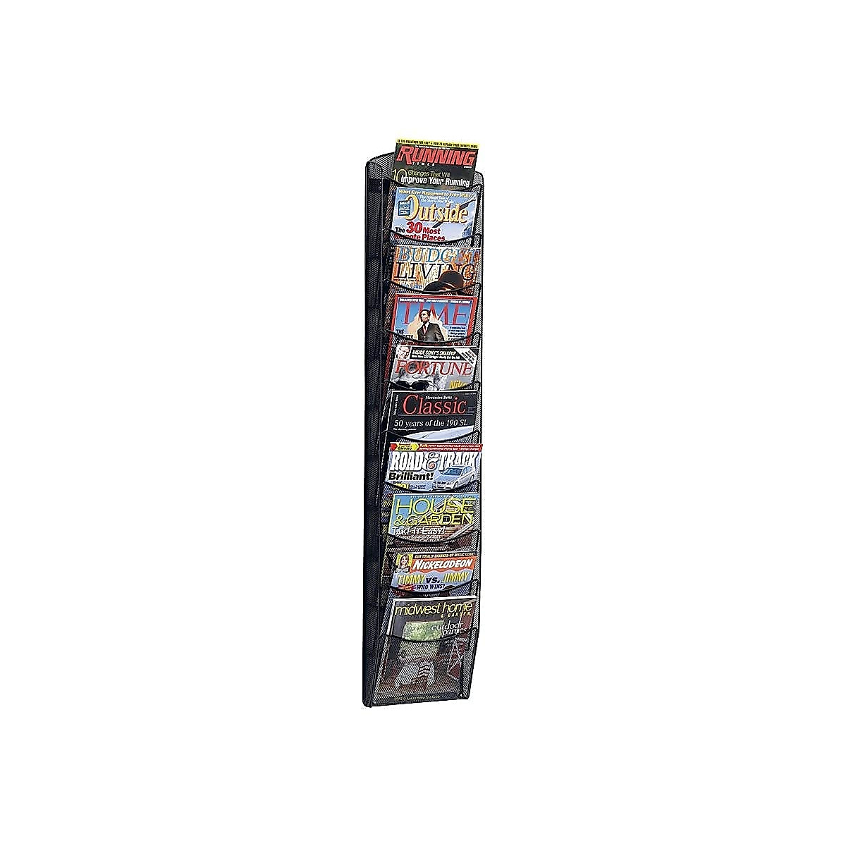 Safco Onyx Mesh Magazine Holder, Display Rack with 10 Pockets, Brochure Organizer, Commercial-Grade Steel Construction, Black