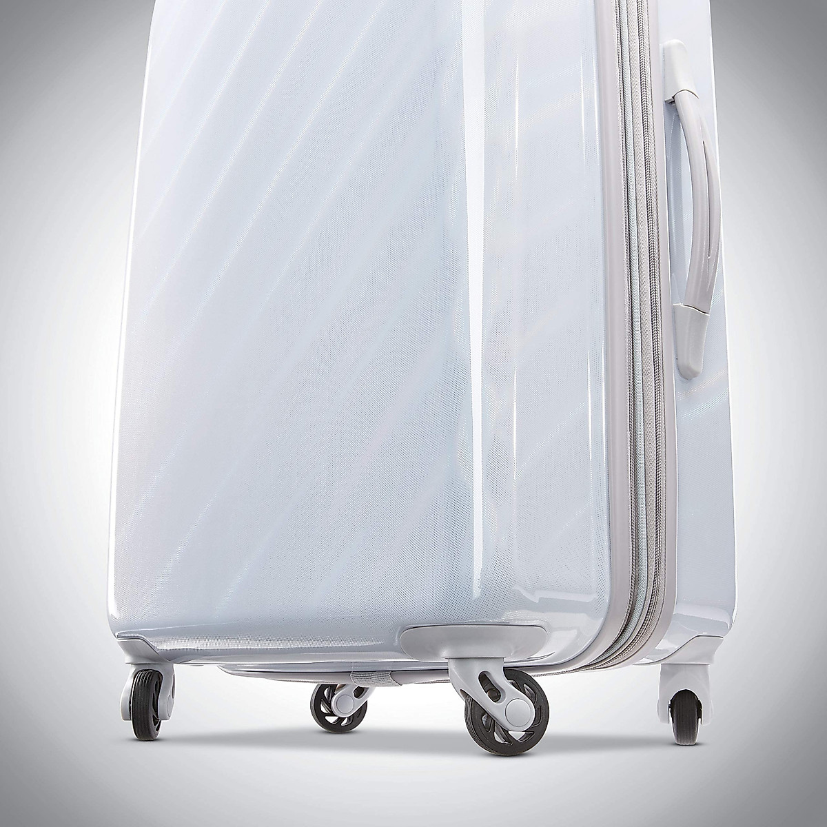 American Tourister Moonlight Hardside Expandable Luggage with Spinner Wheels, Iridescent White, Carry-On 21-Inch