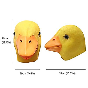 PartyHop - Yellow Duck Mask - Halloween Latex Animal Full Head Mask
