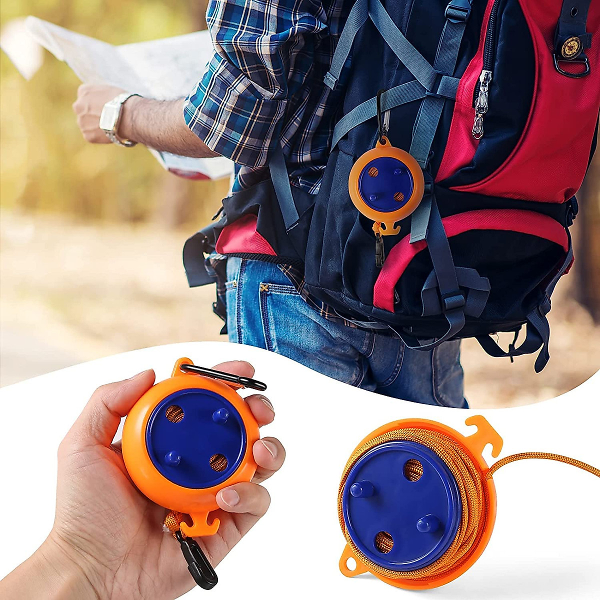 Retractable Camping Clothesline, Adjustable Travel Laundry Rope, Heavy Duty Washing Line with 20 Clothespins & 10 Stoppers for Indoor/Outdoor, Camping, Travel, Courtyard, 26ft